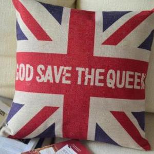 Linen Cotton Pillowcase British Flag Pillow Cushions on Luulla