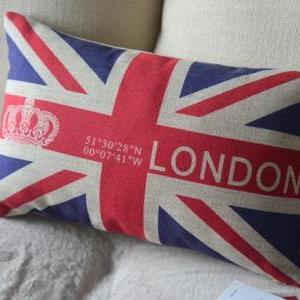 Linen Cotton Pillowcase British Flag Pillow Cushions on Luulla